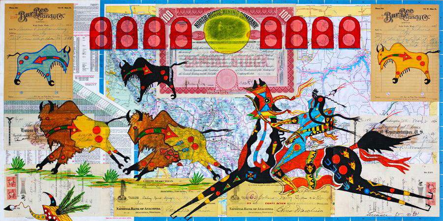Solve Buffalo Hunt ~ Terrance Guardipee (Blackfeet ledger art) jigsaw ...