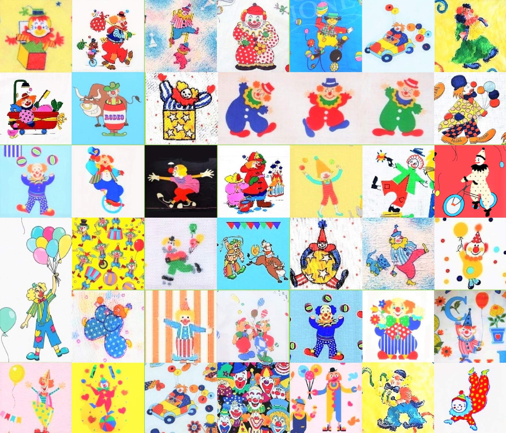 Solve PATCHWORK BENIGN CLOWNS 2 jigsaw puzzle online with 378 pieces