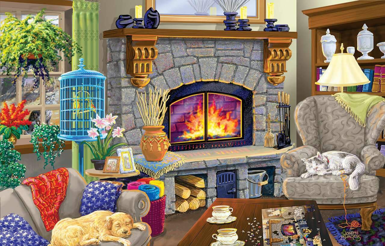 Solve Cozy by the Fireplace (Large) jigsaw puzzle online with 198 pieces