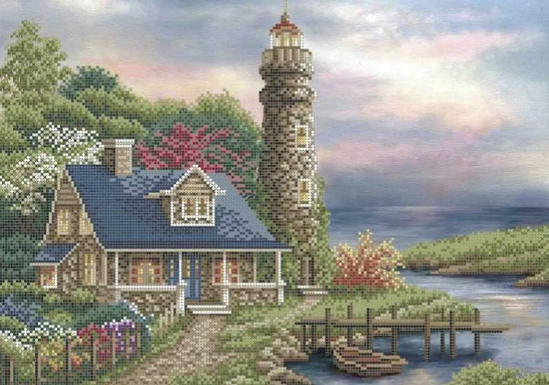 Solve Lighthouse and cottage! jigsaw puzzle online with 130 pieces