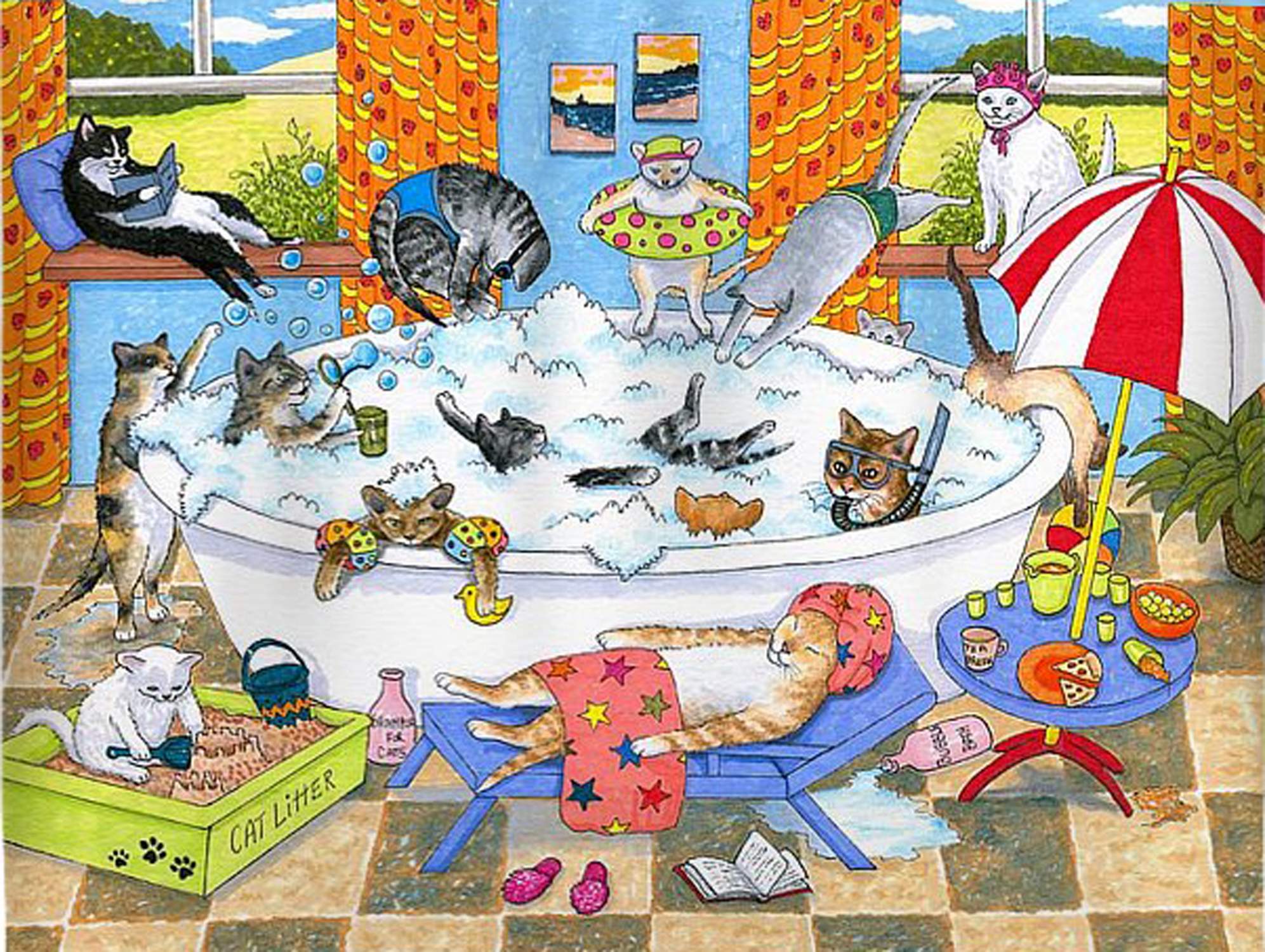 Solve Bath For Everyone jigsaw puzzle online with 588 pieces