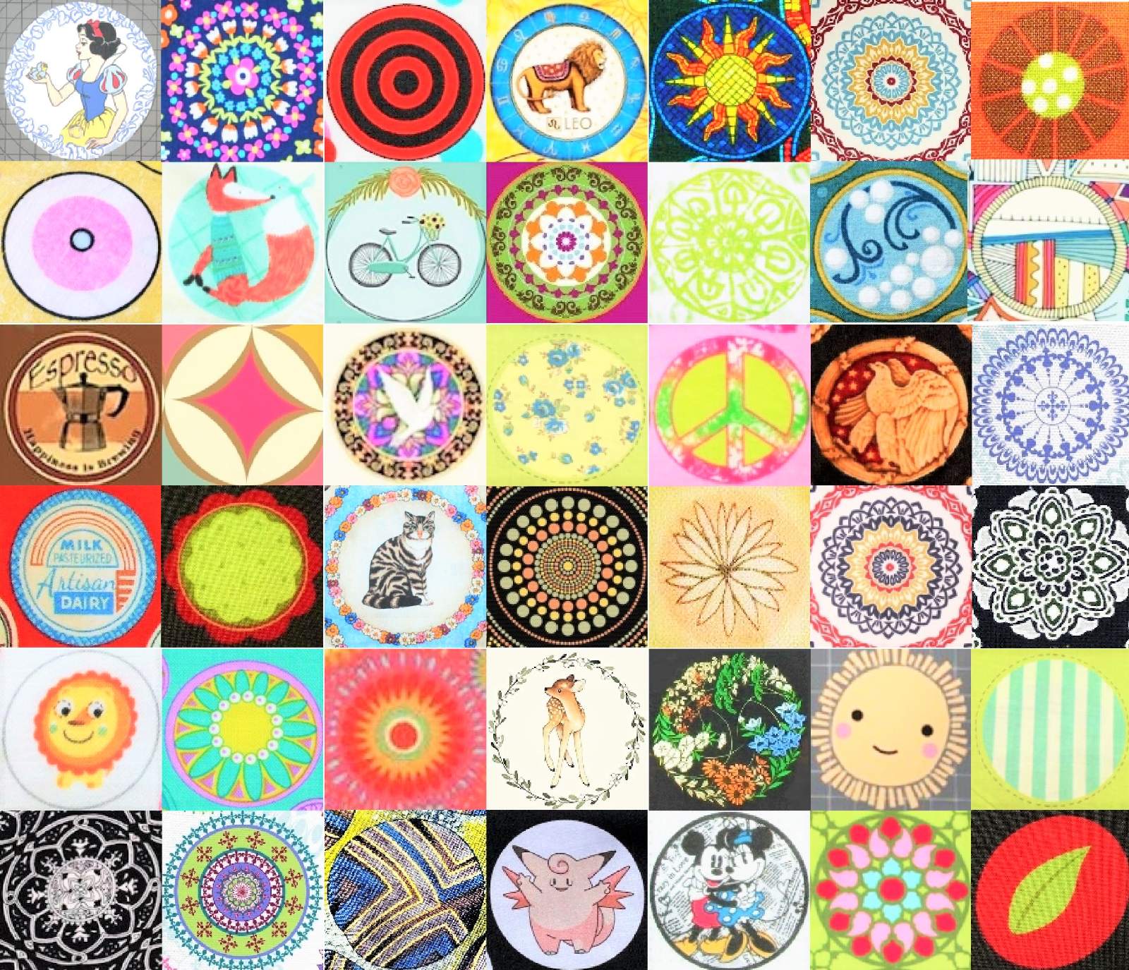 Solve PATCHWORK BIG CIRCLES 49 jigsaw puzzle online with 143 pieces