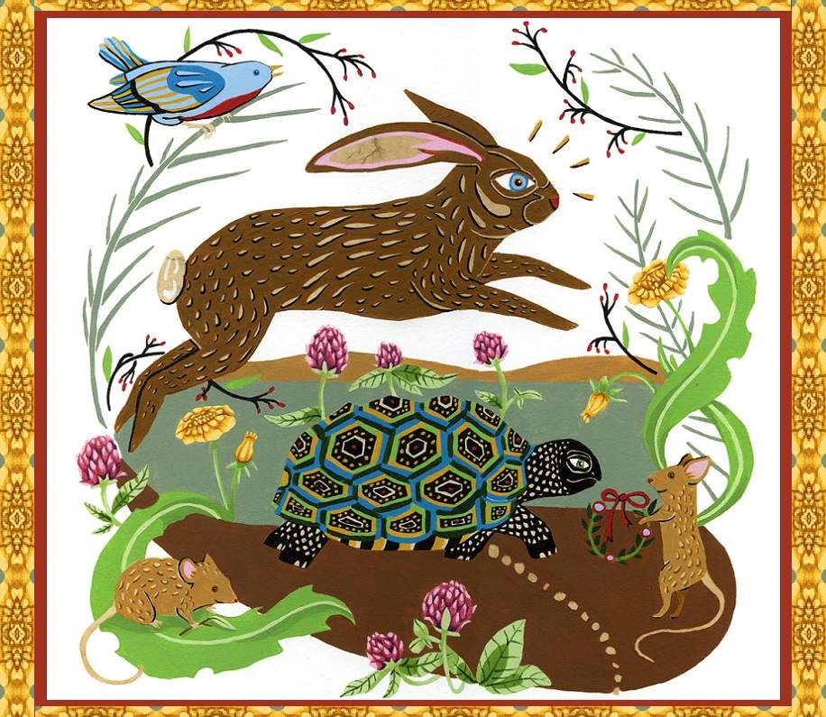 Solve The Hare and the Tortoise jigsaw puzzle online with 110 pieces