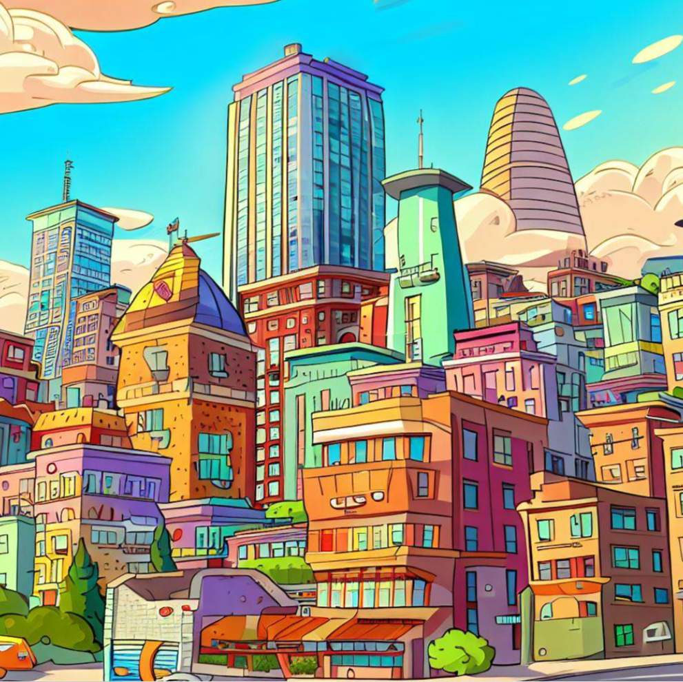 Solve Jeri's City Scape jigsaw puzzle online with 121 pieces