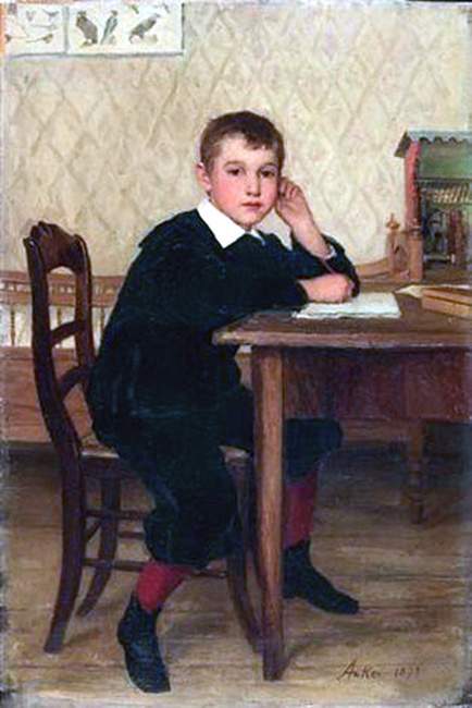 Solve Albert Anker (1831-1910) - Alfred Zuber am Tisch sitzend, 1873 ...