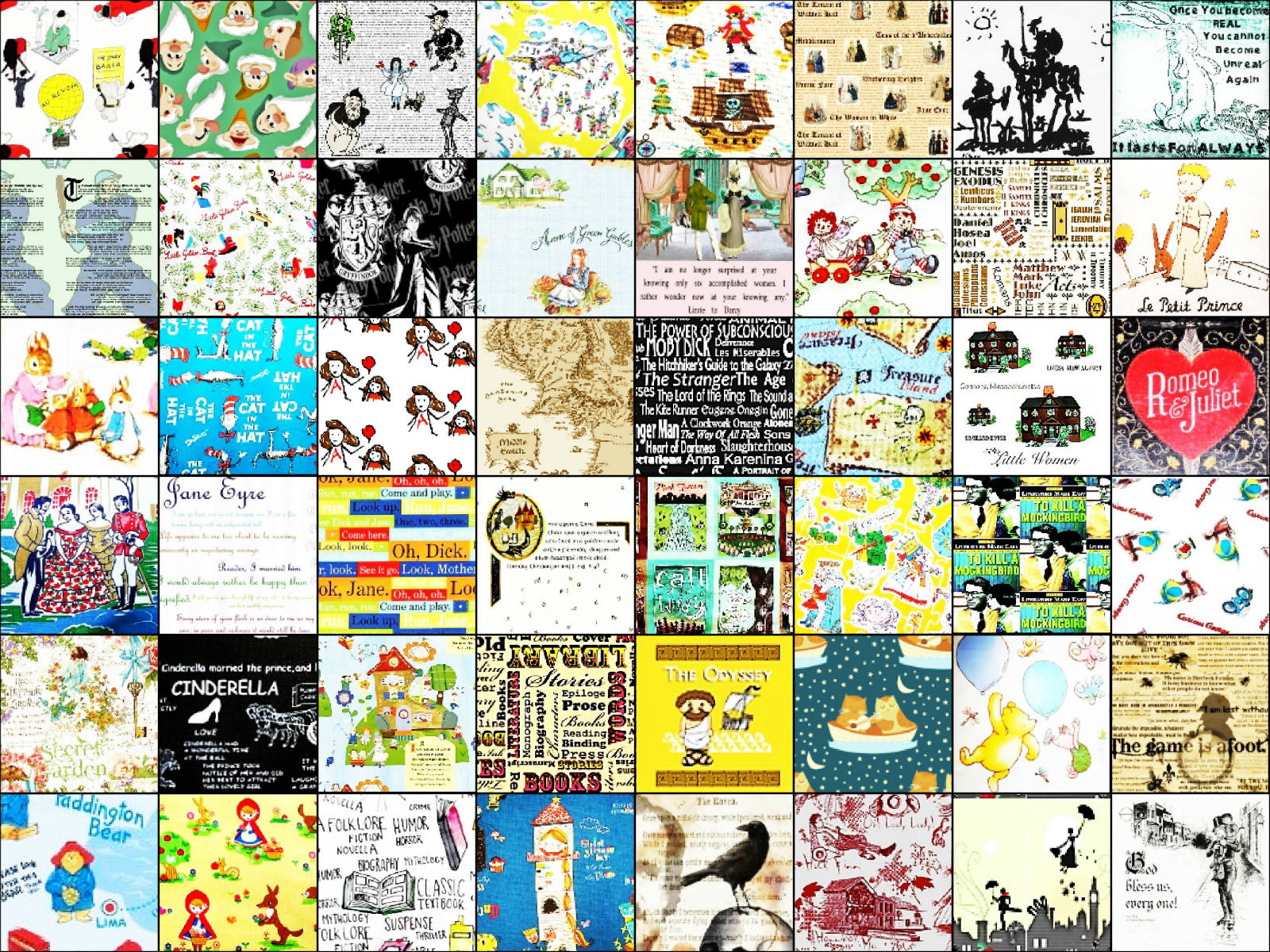 Solve LITERARY PATCHWORK jigsaw puzzle online with 391 pieces