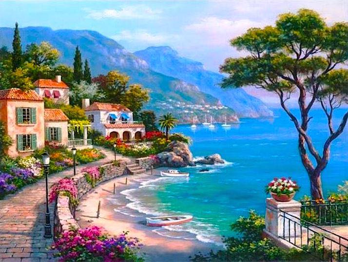 Solve Seaside Town jigsaw puzzle online with 88 pieces