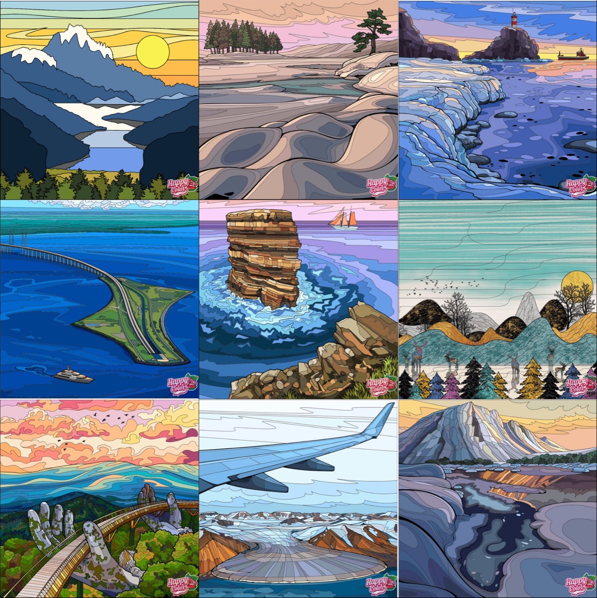 Solve Scenic collage jigsaw puzzle online with 400 pieces