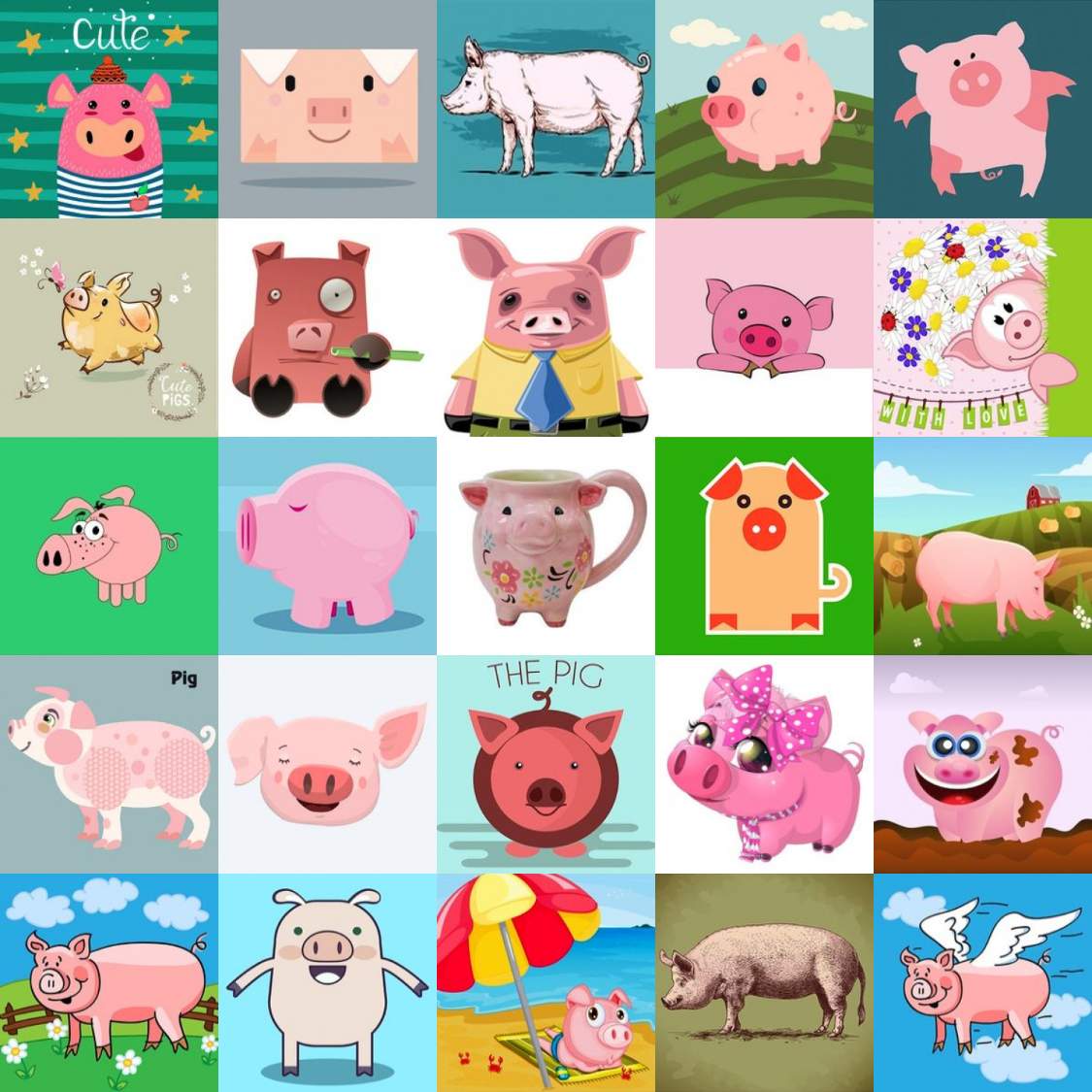 Solve Pretty Pigs 332a jigsaw puzzle online with 49 pieces
