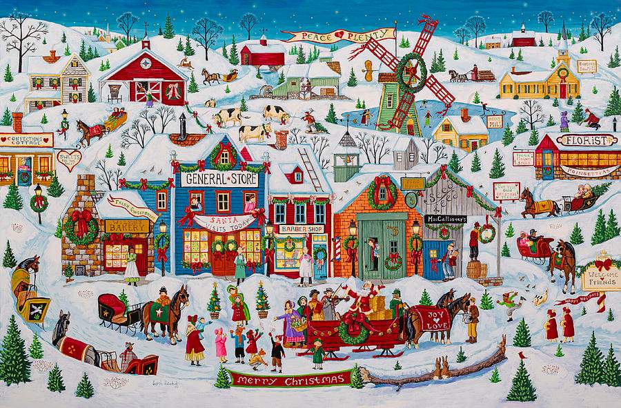 Solve Town Christmas by Joseph Holodook jigsaw puzzle online with 150 ...
