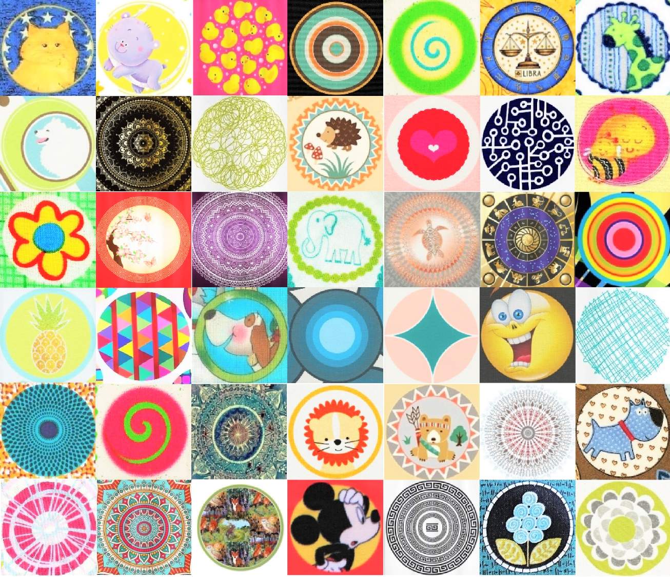 Solve PATCHWORK BIG CIRCLES 46 jigsaw puzzle online with 72 pieces