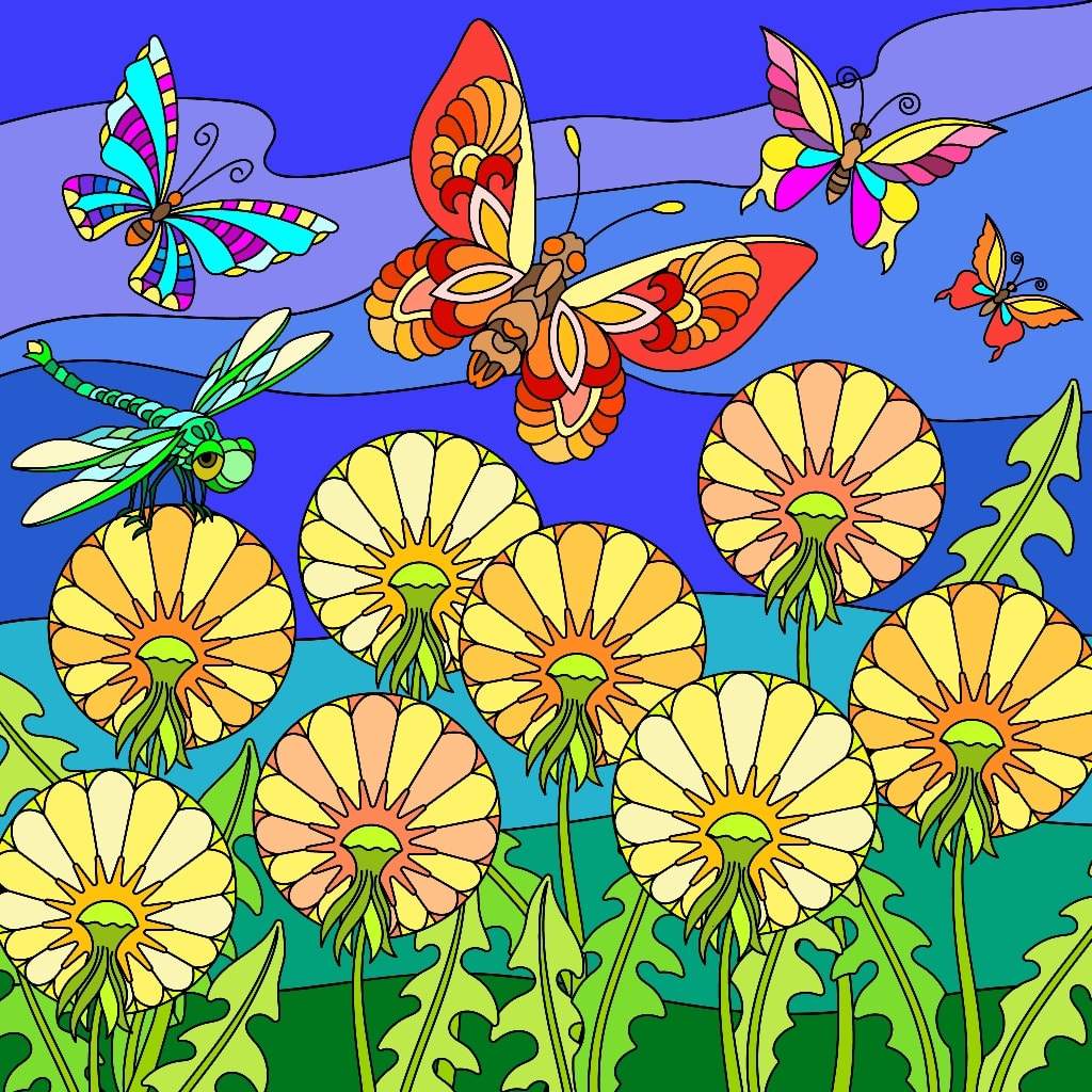 Solve Butterflies n Flowers jigsaw puzzle online with 25 pieces