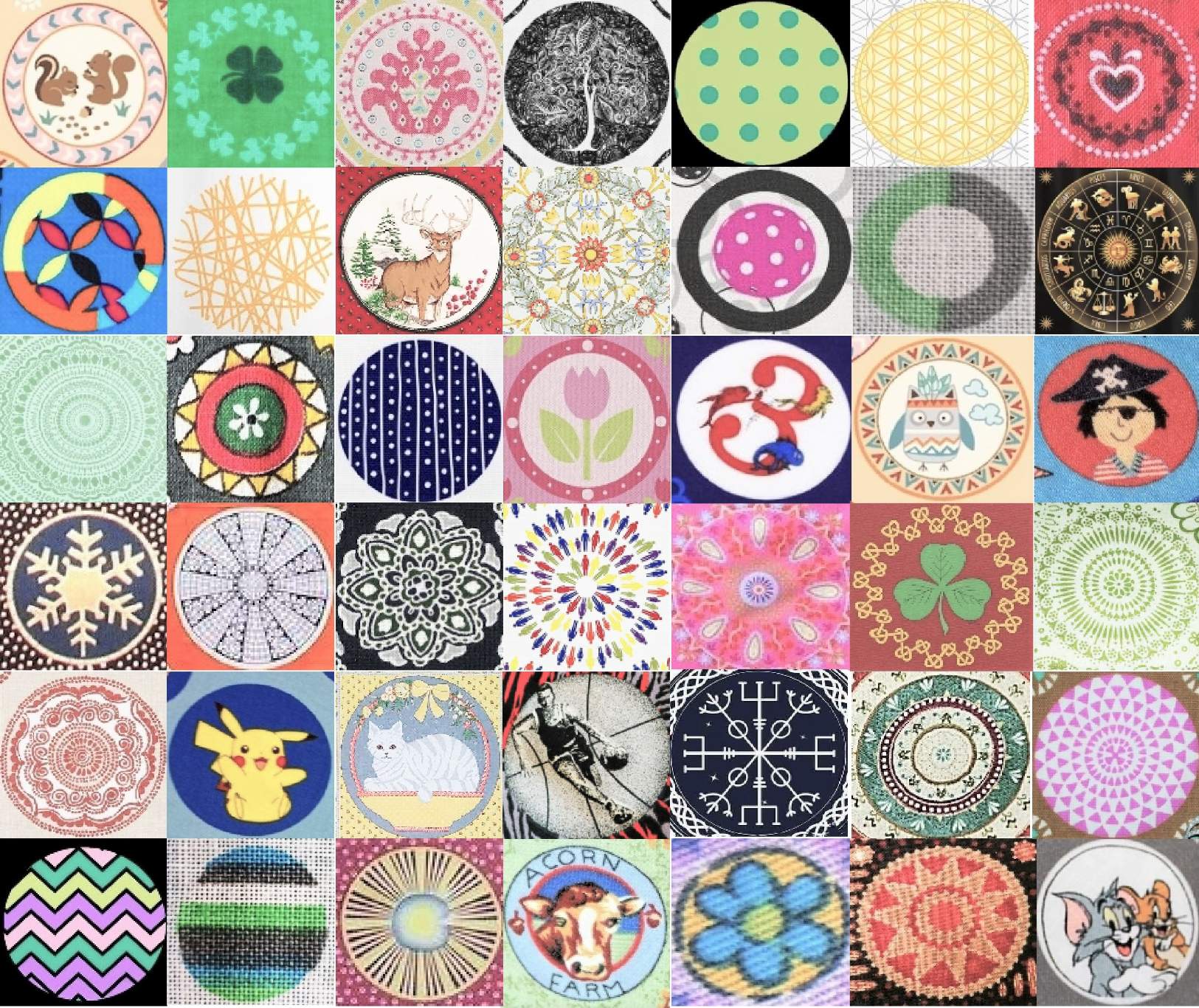 Solve PATCHWORK BIG CIRCLES 47 jigsaw puzzle online with 143 pieces