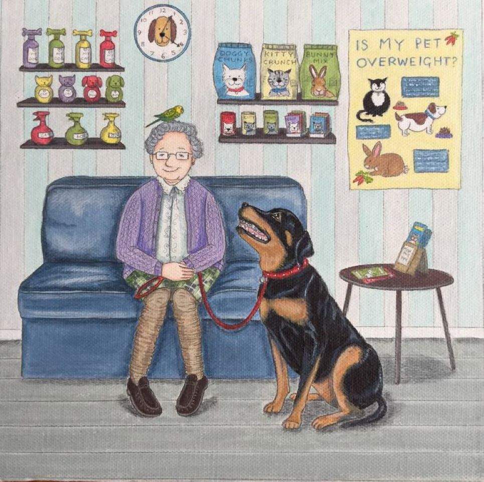 Solve The Vet's Waiting Room jigsaw puzzle online with 169 pieces