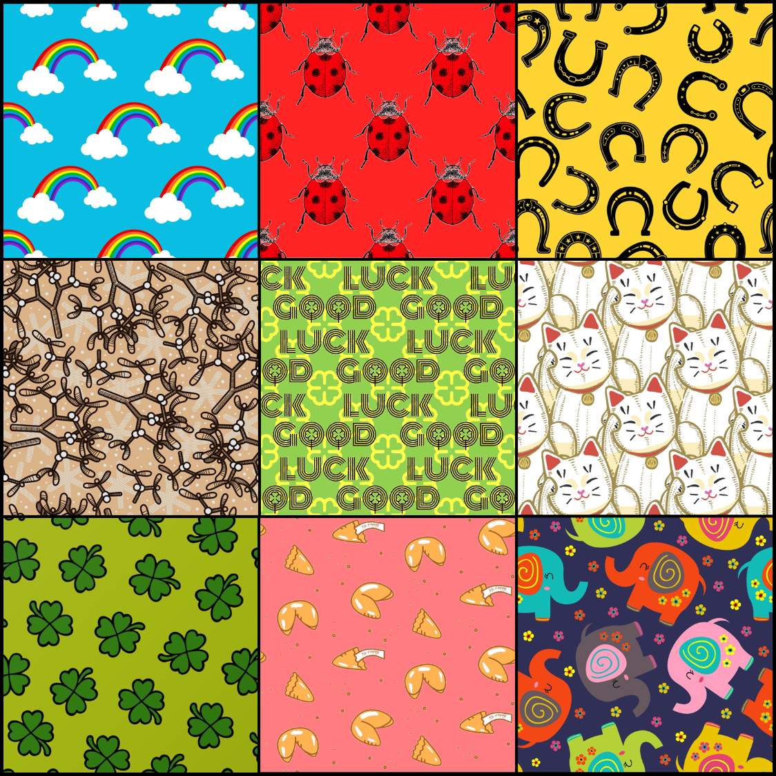 Solve Lucky patterns jigsaw puzzle online with 81 pieces
