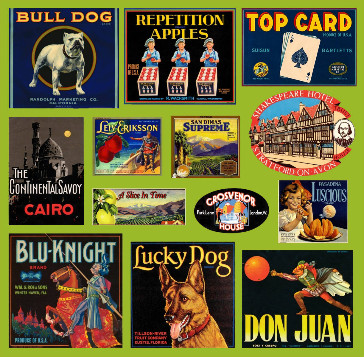 Solve Label Montage 36 jigsaw puzzle online with 225 pieces