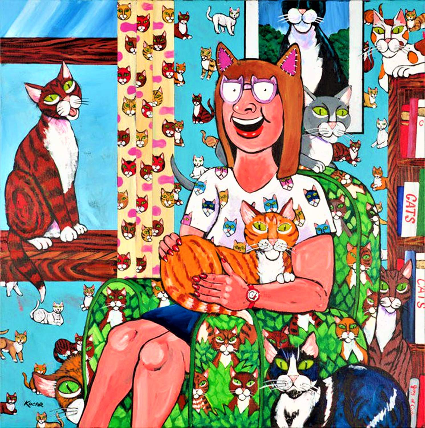 Solve The Happy Felinophile jigsaw puzzle online with 361 pieces