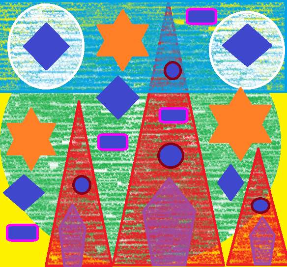 Solve Jumbled Colors & Shapes Doodle jigsaw puzzle online with 16 pieces