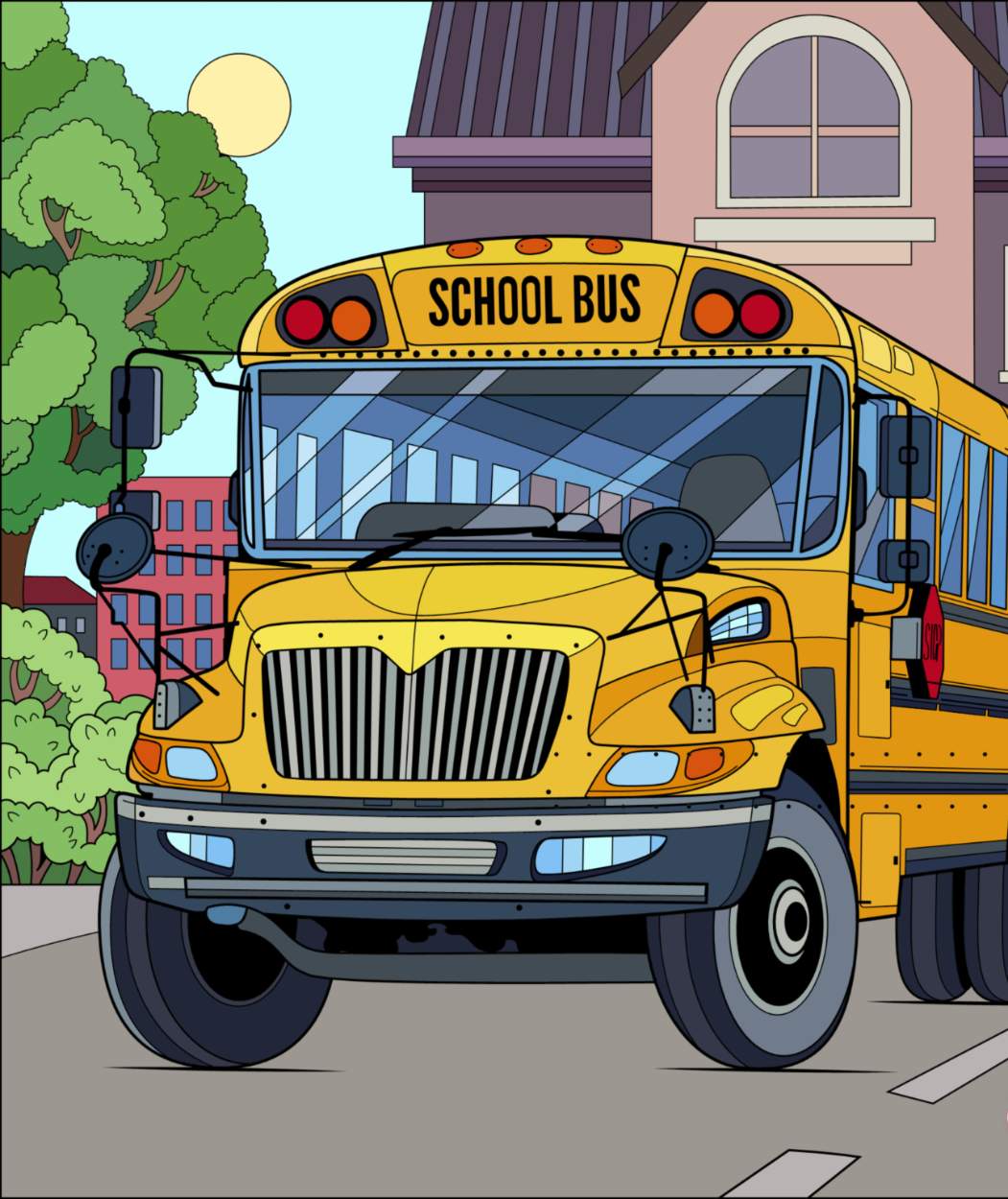 Solve School bus jigsaw puzzle online with 80 pieces