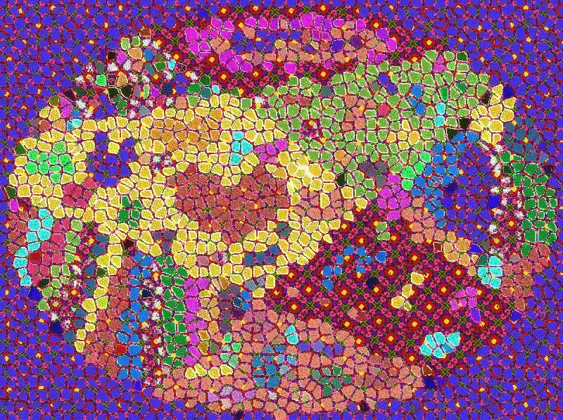 Solve Oval With Figured Sections Mosaic jigsaw puzzle online with 48 pieces