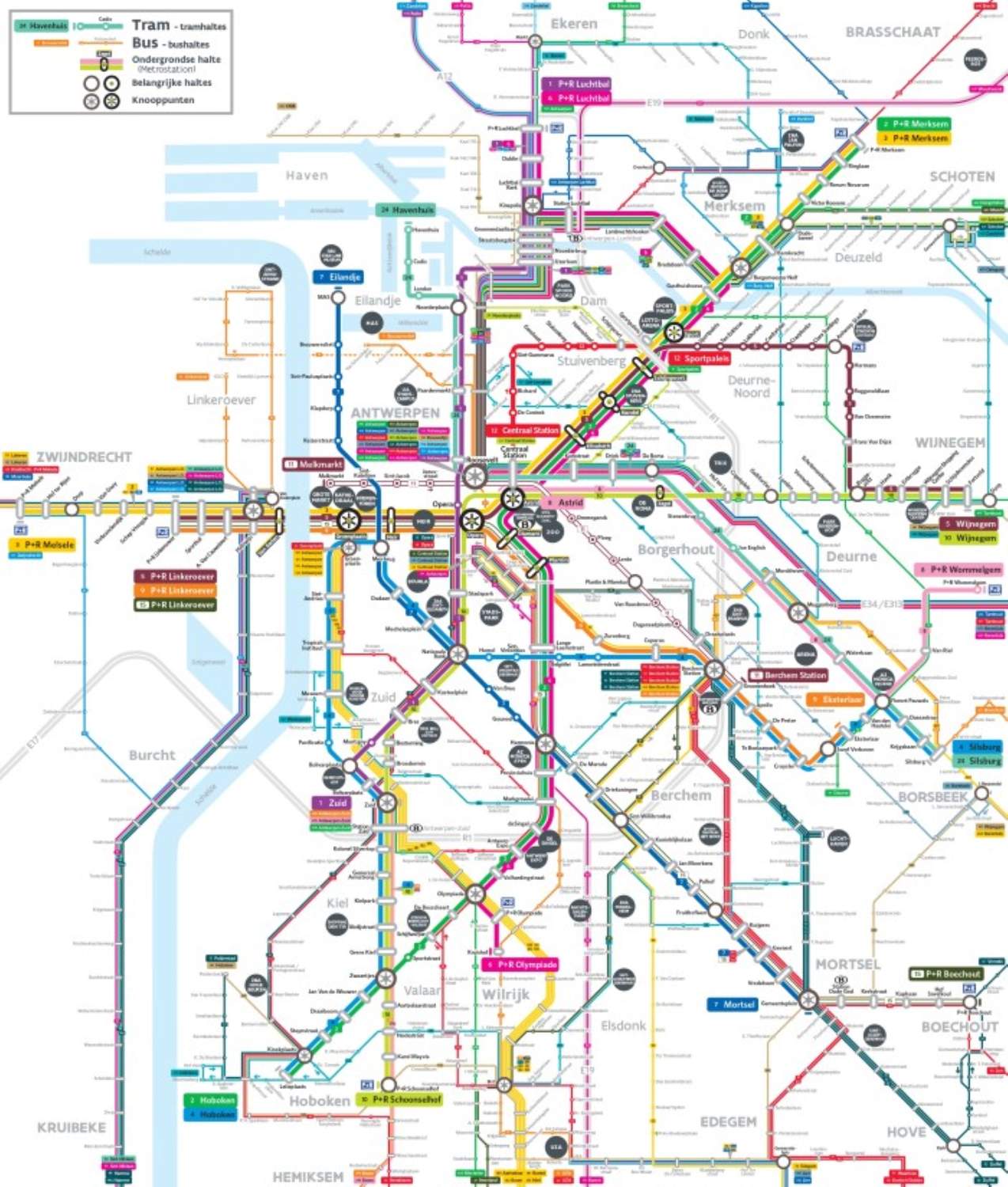 Solve Antwerp Tram and Bus Map jigsaw puzzle online with 168 pieces