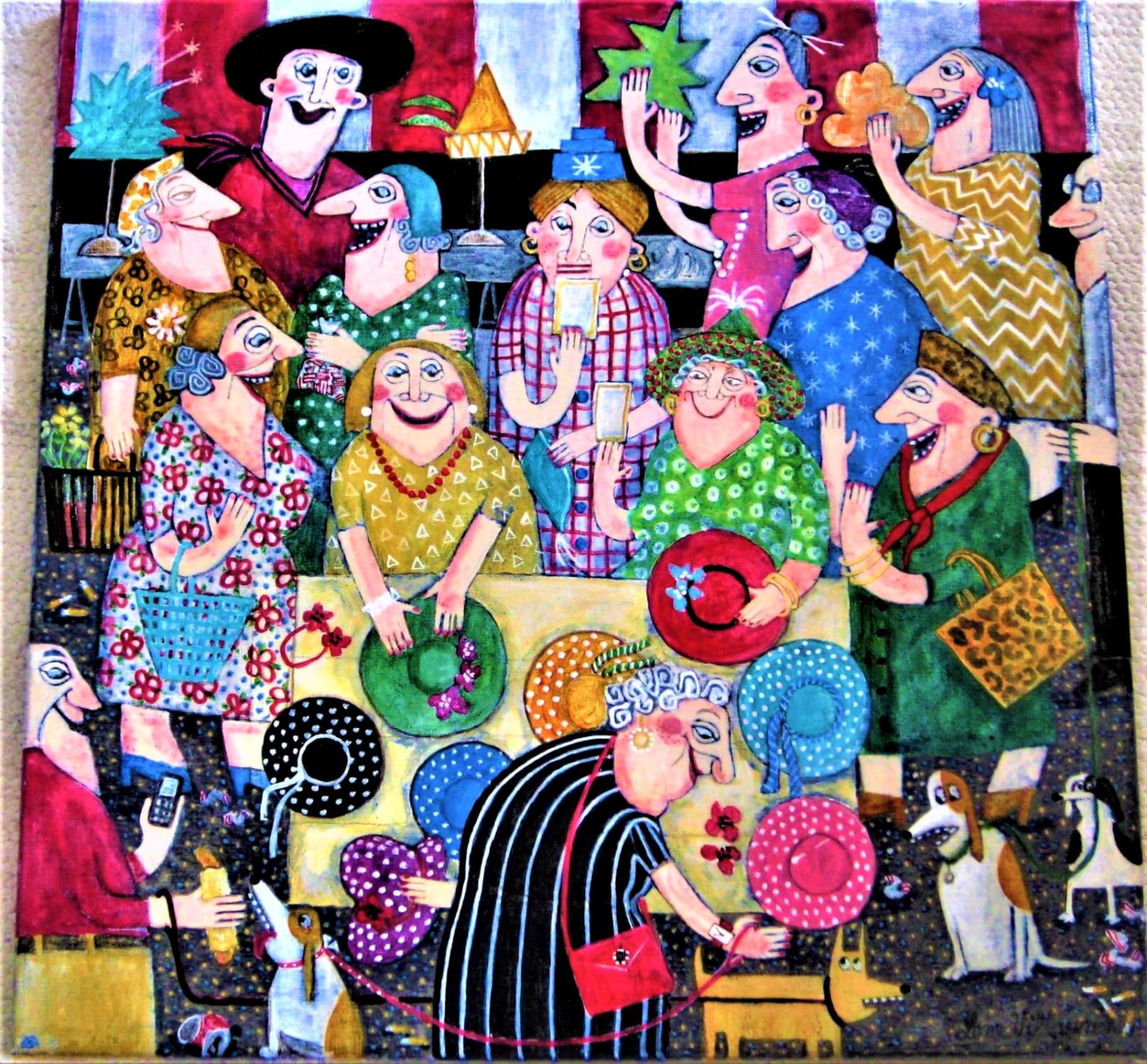 Solve A Meeting of the Hat Ladies jigsaw puzzle online with 440 pieces