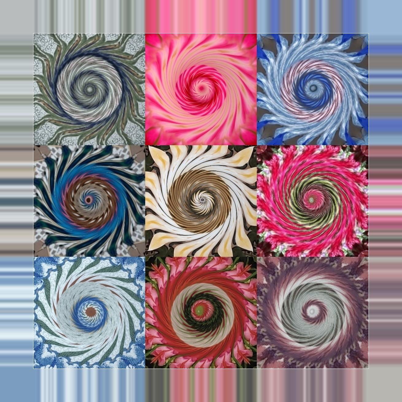 Solve Swirly Collage: Medium jigsaw puzzle online with 196 pieces