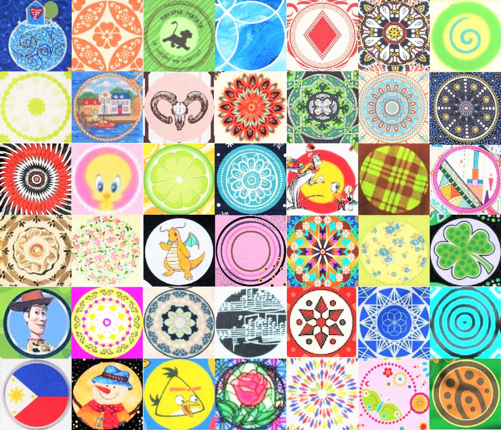 Solve PATCHWORK BIG CIRCLES 48 jigsaw puzzle online with 255 pieces