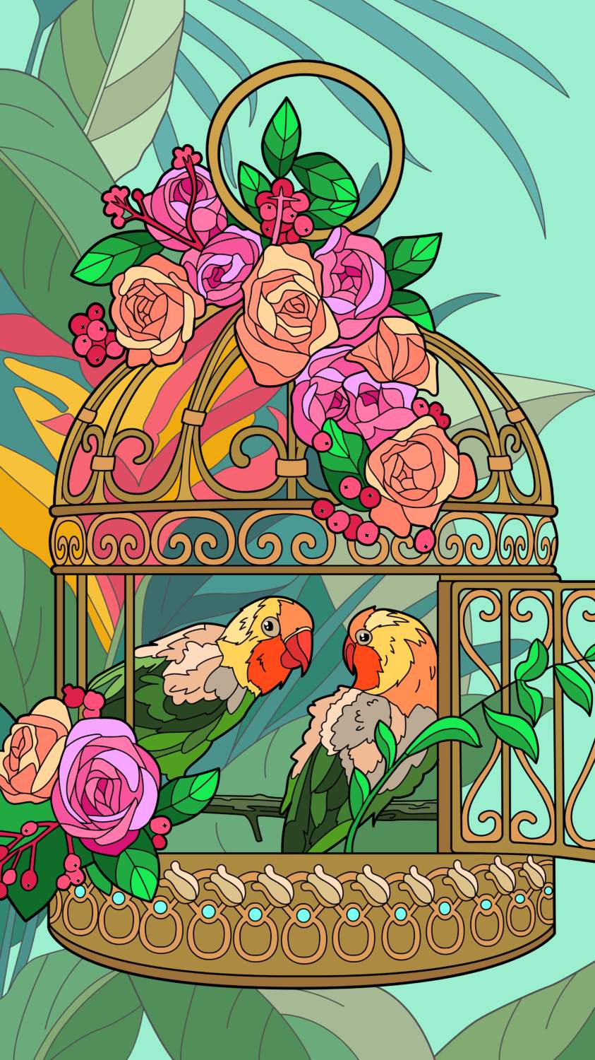 Solve Birds and flowers jigsaw puzzle online with 144 pieces