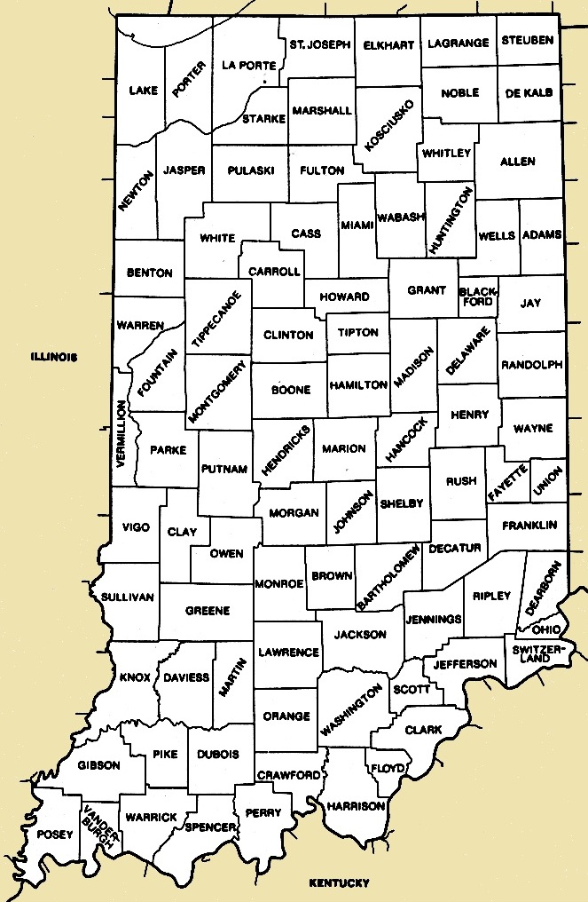 Solve Indiana county map jigsaw puzzle online with 96 pieces