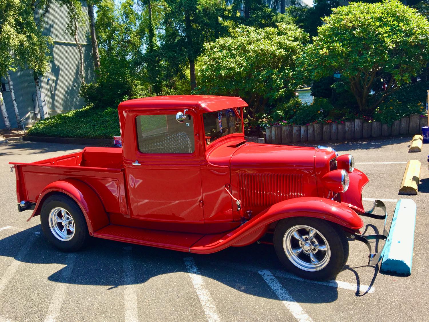 Solve Bright red 34 ford pickup II jigsaw puzzle online with 108 pieces