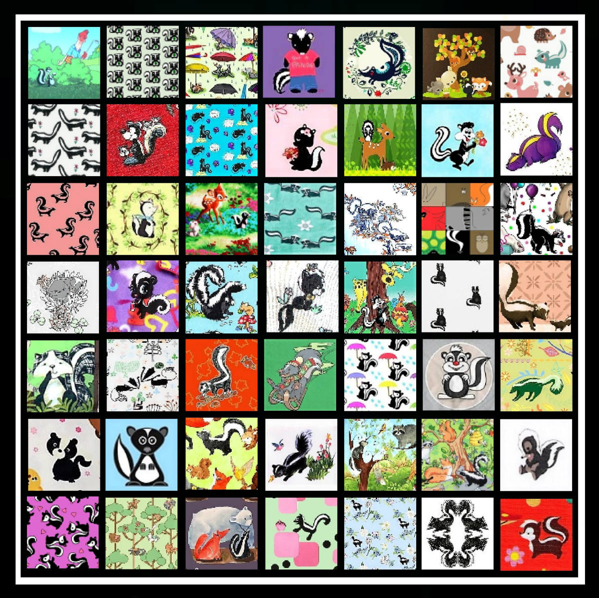 Solve .PATCHWORK FRIENDLY SKUNKS jigsaw puzzle online with 144 pieces
