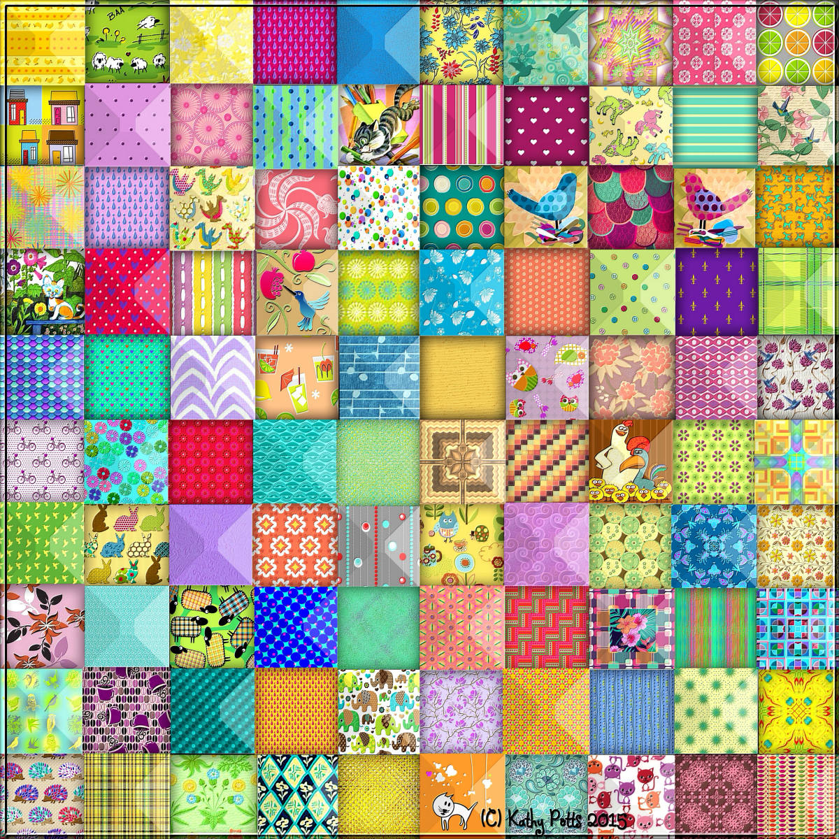 Solve 100 Different Square Tiles jigsaw puzzle online with 400 pieces
