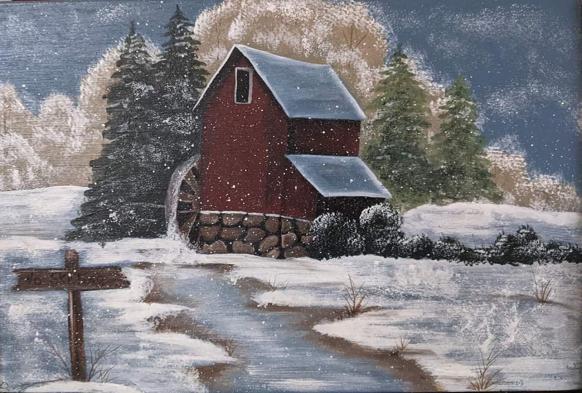 Solve Winter at the Mill - Kenneth Ledbetter Painting jigsaw puzzle ...