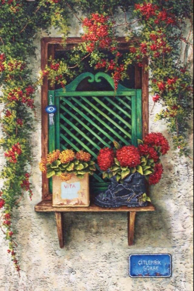Solve Window with flowers jigsaw puzzle online with 77 pieces