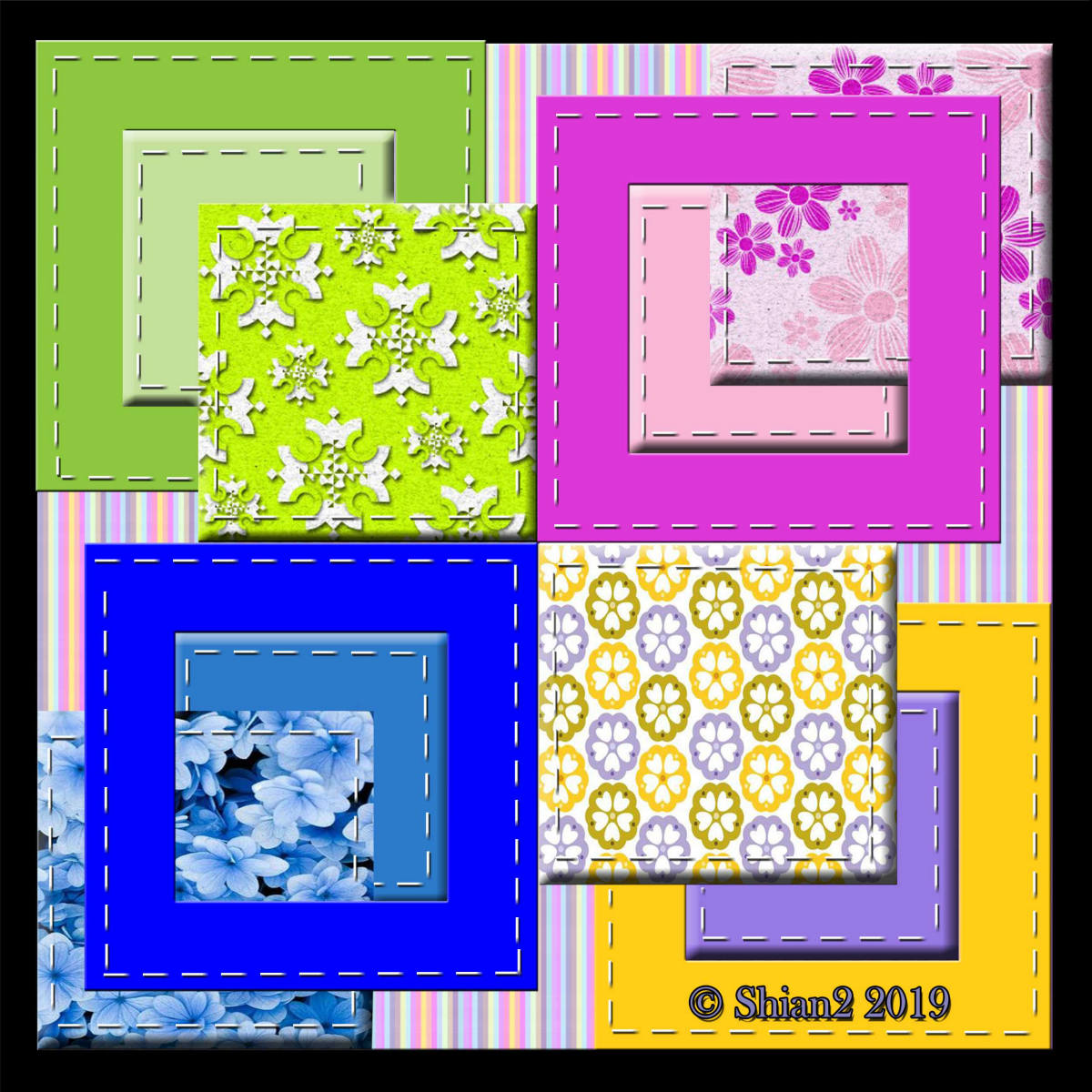 Solve Stitched Patches jigsaw puzzle online with 144 pieces