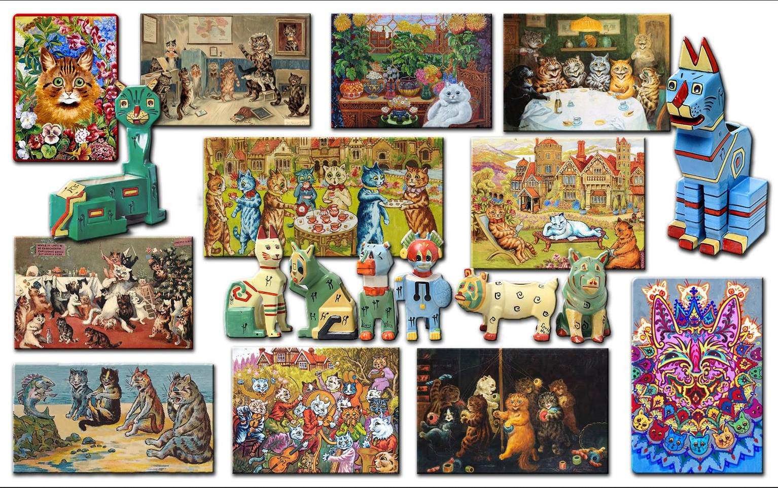 Jigsaw Puzzle | Collage of Louis Wain Cats | 104 pieces | Jigidi