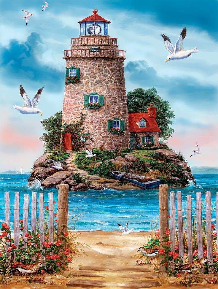 Solve THE STONE LIGHTHOUSE jigsaw puzzle online with 70 pieces