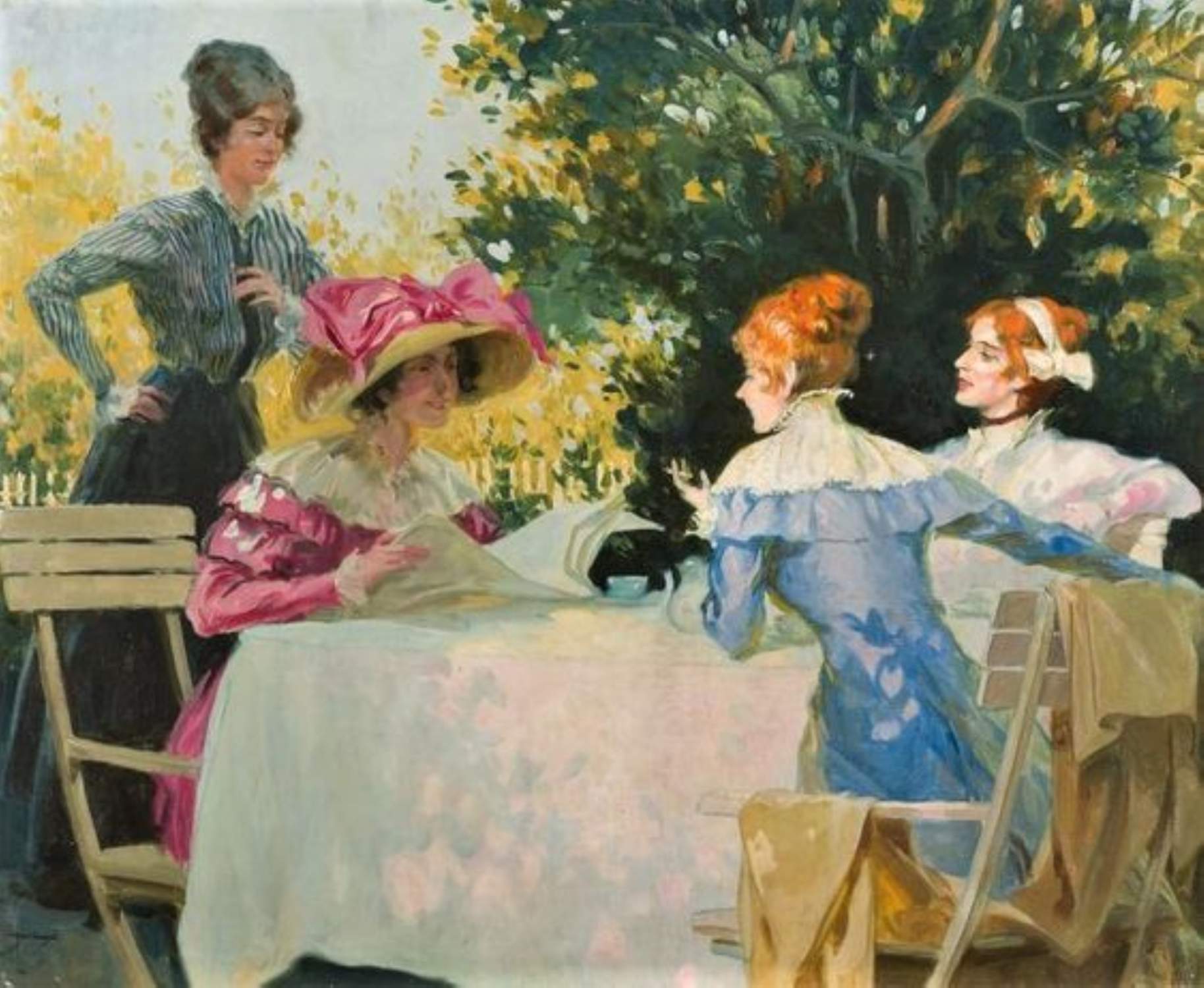 Solve Tea in the Garden ~ Louis Jambor (Hungarian-American, 1884-1955 ...