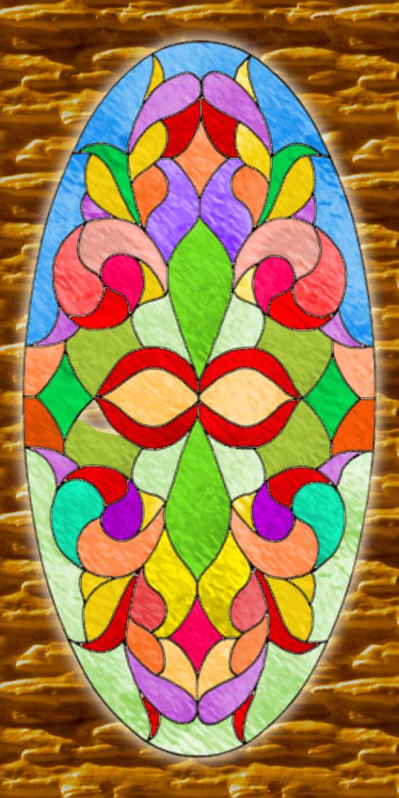 Solve Stained Glass Oval (1) jigsaw puzzle online with 32 pieces