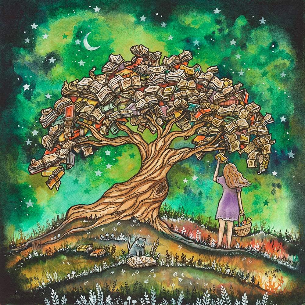 Solve "The StoryBook Tree" by Kat Fedora jigsaw puzzle online with 100 ...