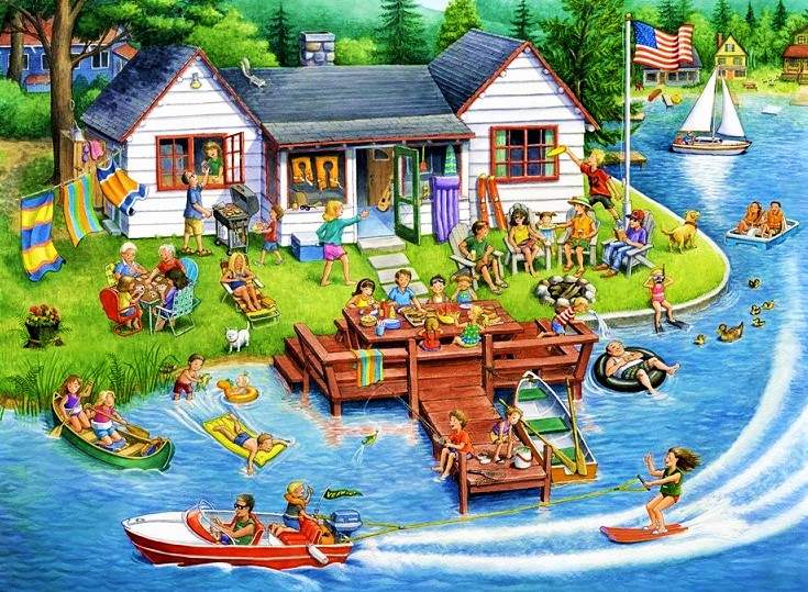 Solve FUN DAY AT THE LAKE jigsaw puzzle online with 108 pieces