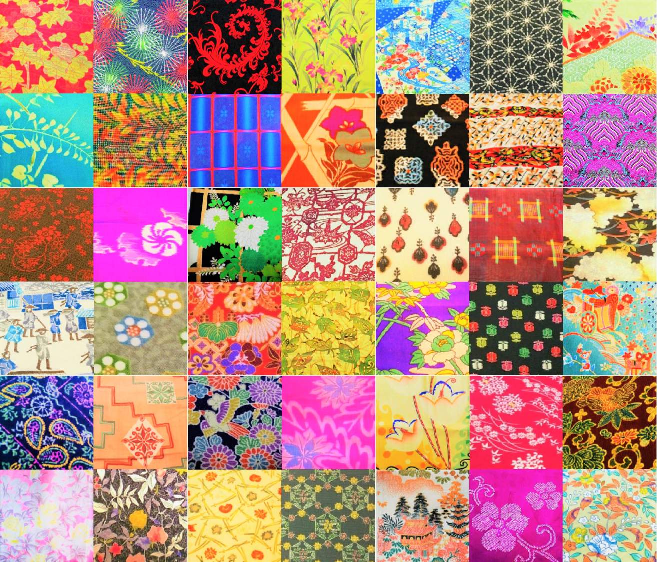 Solve PATCHWORK KIMONO SILK 6 jigsaw puzzle online with 72 pieces