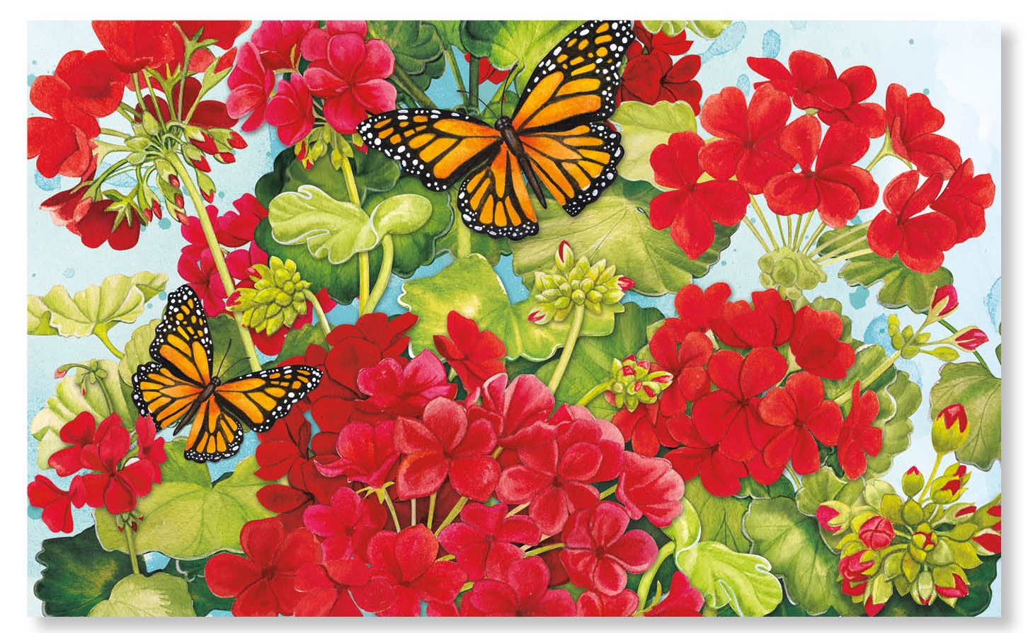Solve Monarchs on Geraniums jigsaw puzzle online with 240 pieces