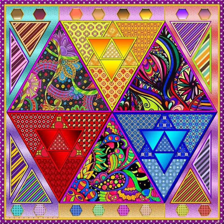 Solve RAINBOW TRIANGLES jigsaw puzzle online with 81 pieces