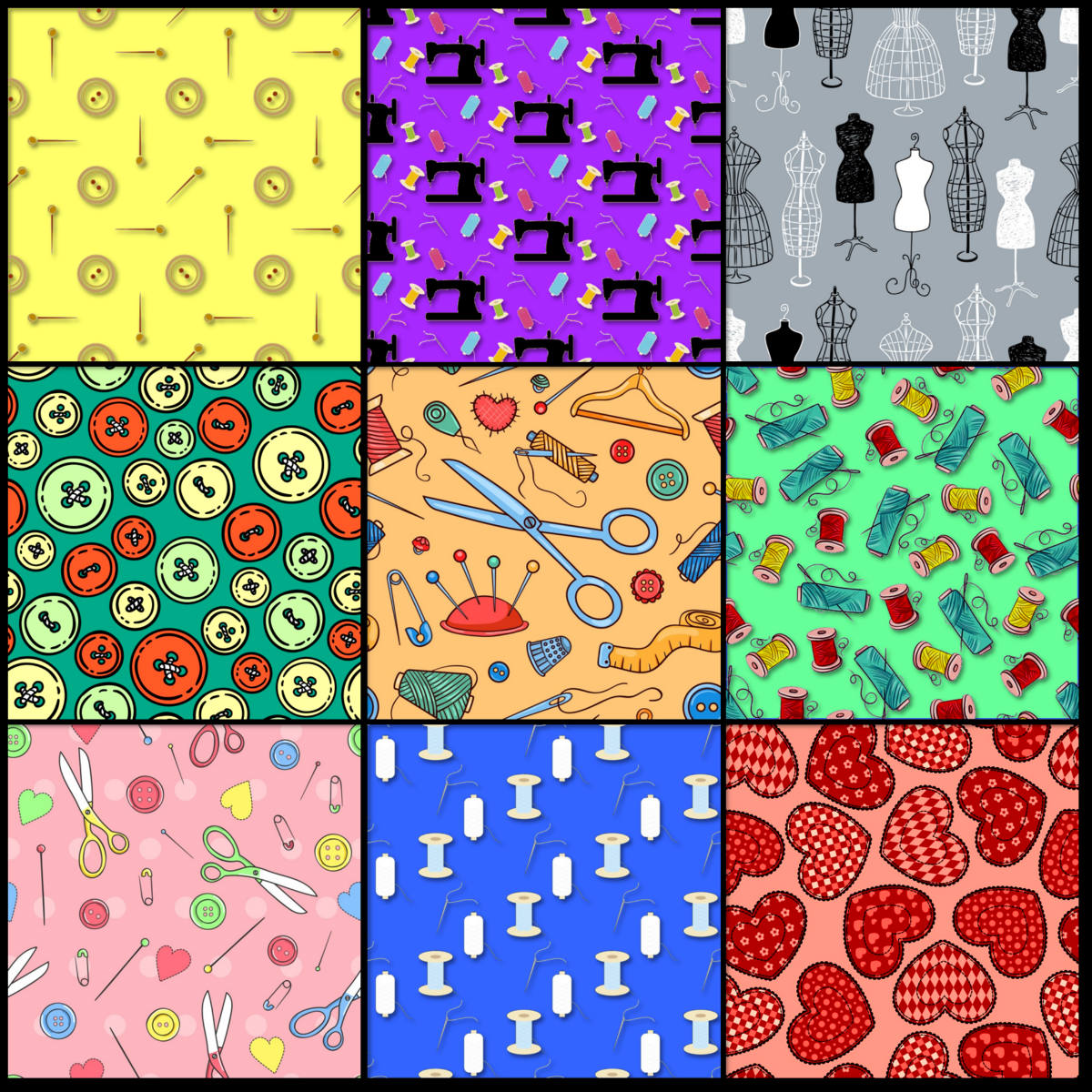 Solve Sewing patterns 2 jigsaw puzzle online with 324 pieces