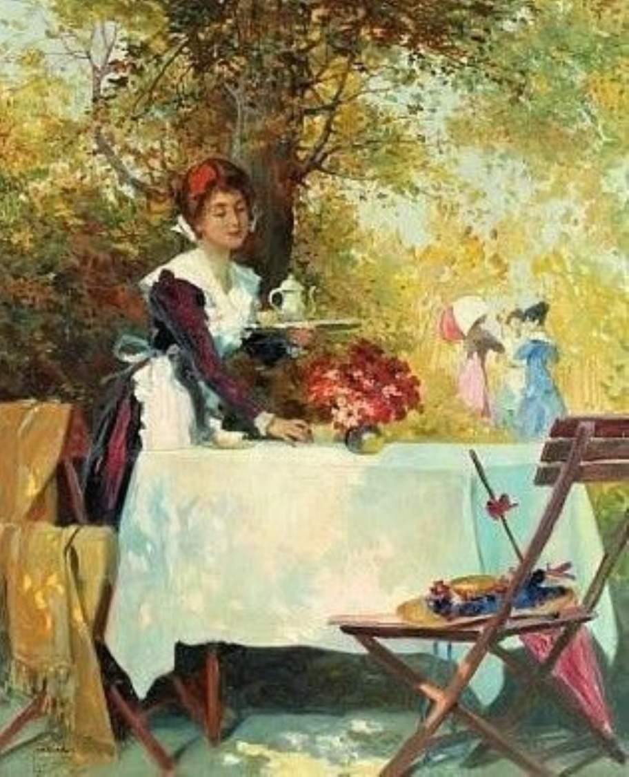 Solve Tea in the Summer Outdoors ~ Louis Jambor (Hungarian, 1884-1955 ...