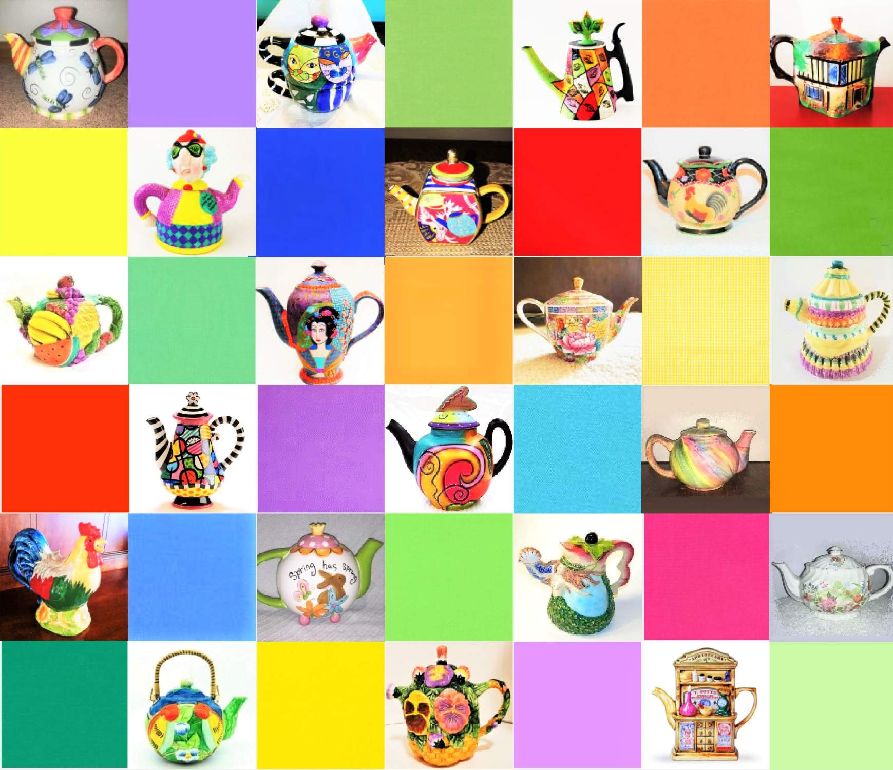 Solve COLORBLOCK TEAPOTS jigsaw puzzle online with 378 pieces