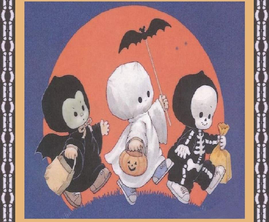 Solve Ghostly Trick or Treaters jigsaw puzzle online with 120 pieces