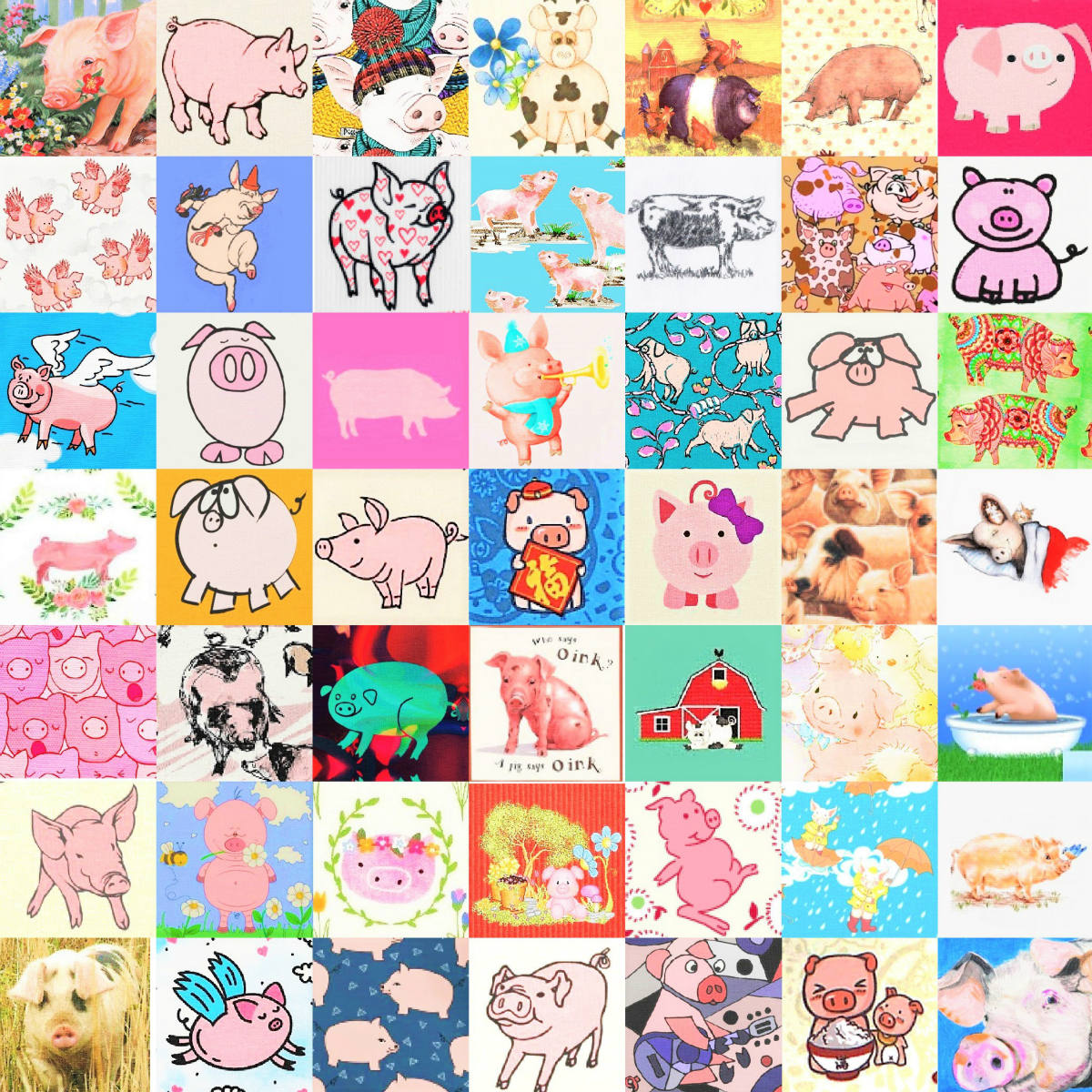 Solve .PATCHWORK PIGS 5 jigsaw puzzle online with 400 pieces